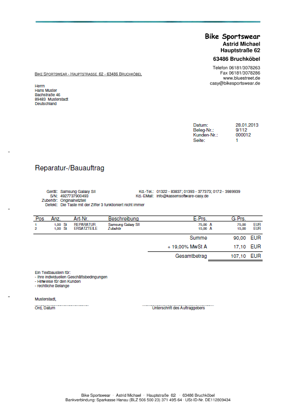 Kassen Software CASy | Reparaturverwaltung